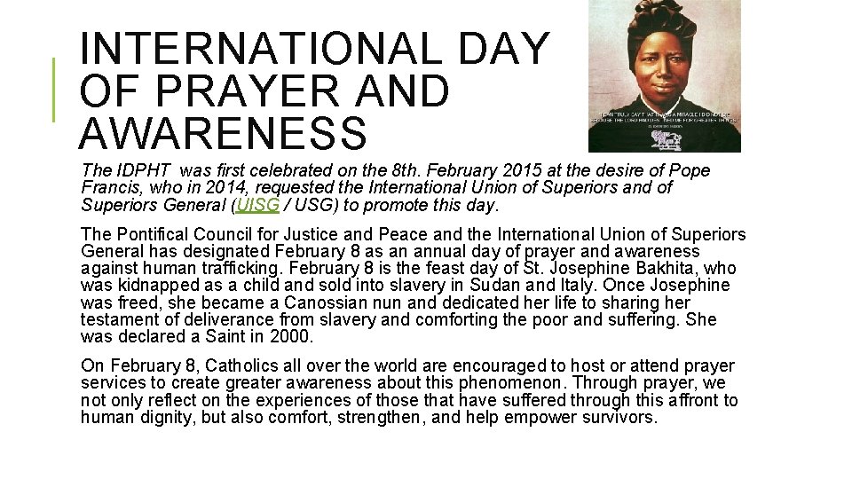 6 TH INTERNATIONAL DAY OF PRAYER AND AWARENESS