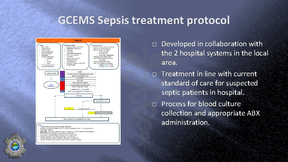 PREHOSPITAL SEPSIS CARE Prehospital treatment Operations Jason Walchok