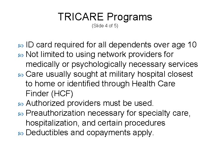 Chapter 8 TRICARE and Veterans Health Care Lesson
