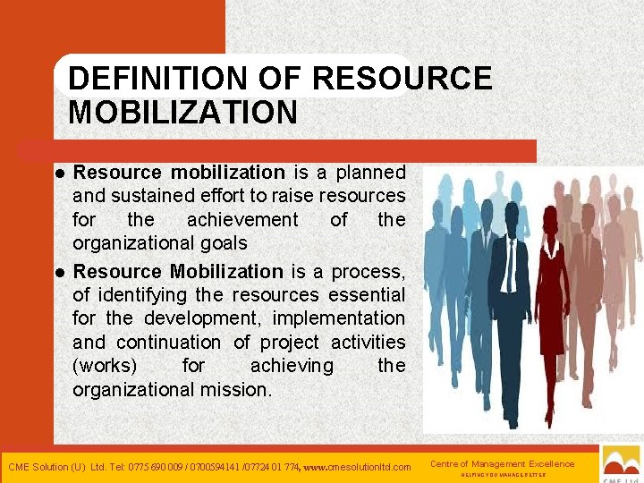 MODULE 1 OVERVIEW OF RESOURCE MOBILIZATION CME SOLUTION