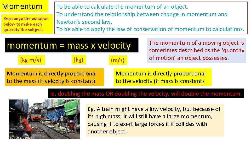 Physics bridging task 4 Momentum Continuing theme of