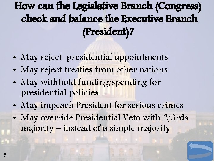 The United States Constitution Checks and Balances Checks