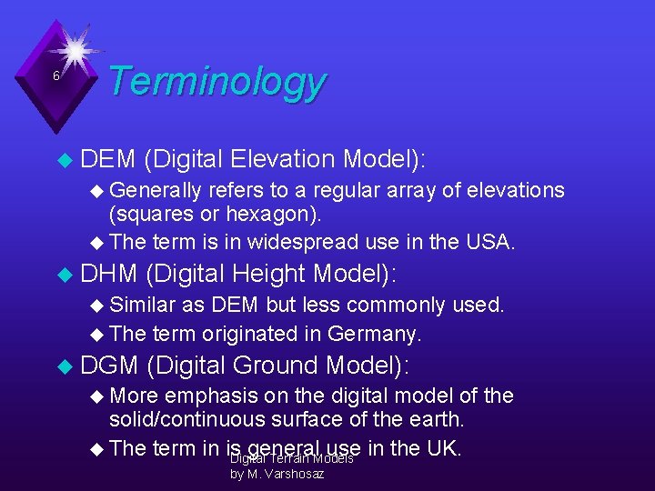 1 DTM by M Varshosaz Digital Terrain Models