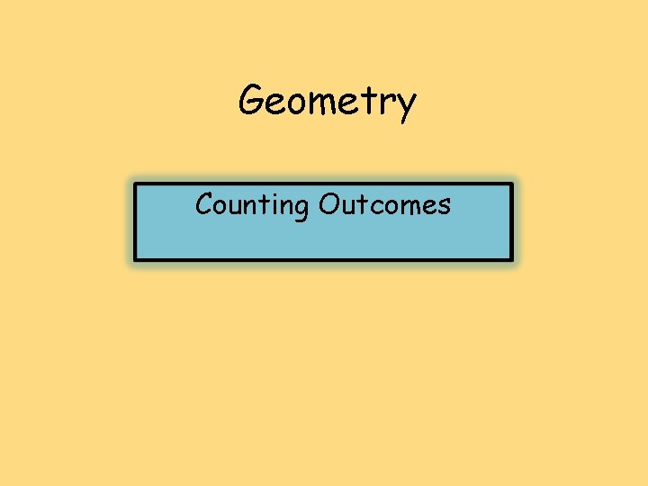 Geometry Counting Outcomes Tree diagrams are a tool