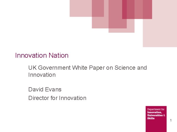 Innovation Nation UK Government White Paper on Science