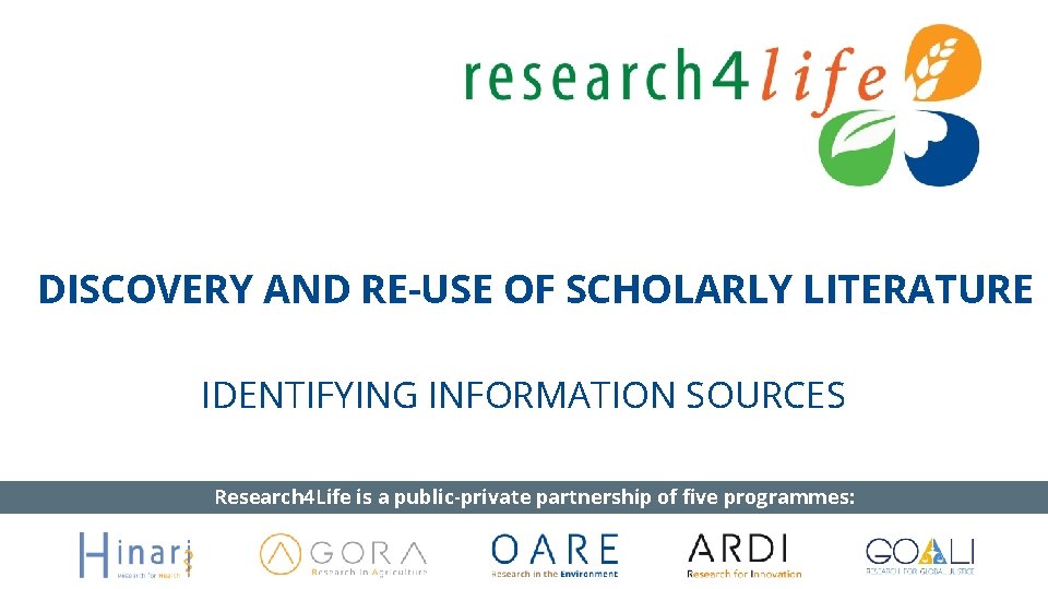 DISCOVERY AND REUSE OF SCHOLARLY LITERATURE IDENTIFYING INFORMATION
