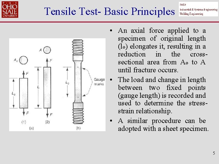 ISE 311 Tensile Testing Lab in conjunction with