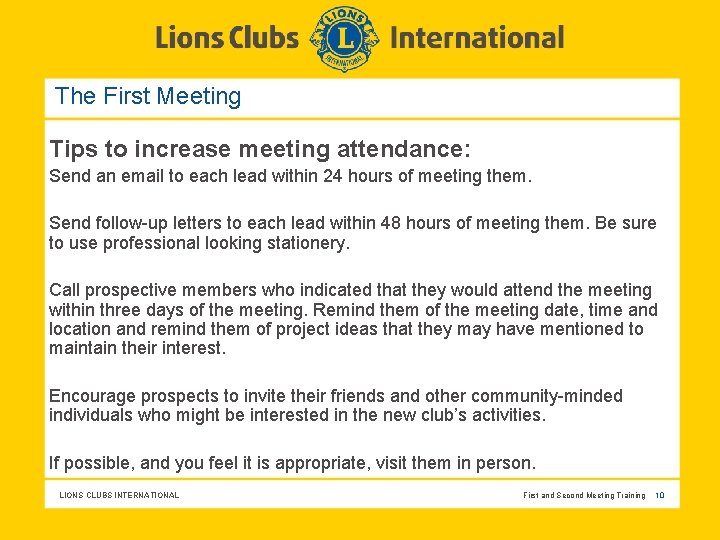 New Club Development First and Second Meeting Training