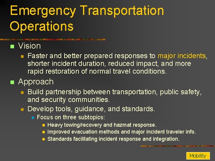 U S Department of Transportation Intelligent Transportation Systems
