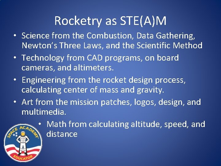 Introduction to Rocketry Space Academy for Educators 2016