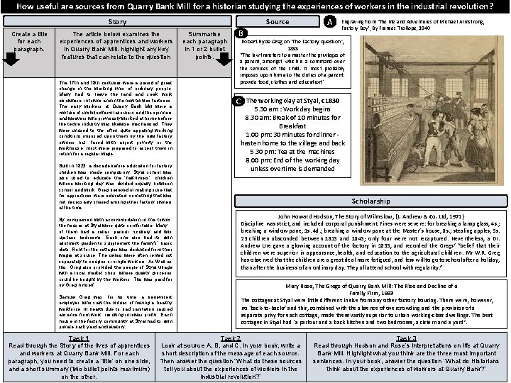 How useful are sources from Quarry Bank Mill