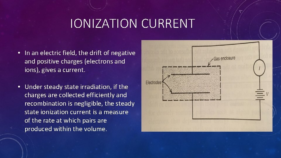 IONIZATION CHAMBERS IONIZATION CURRENT In an electric field