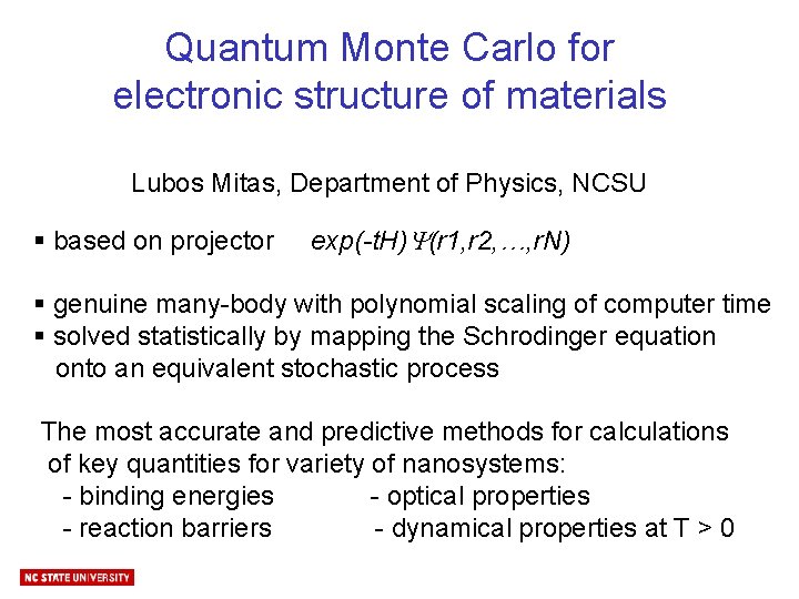 Quantum Monte Carlo for electronic structure of materials