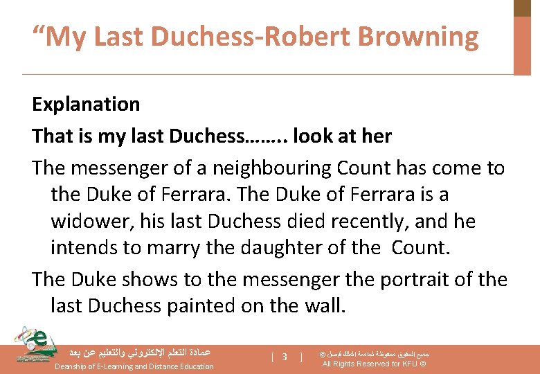 My Last DuchessRobert Browning Explanation That is my