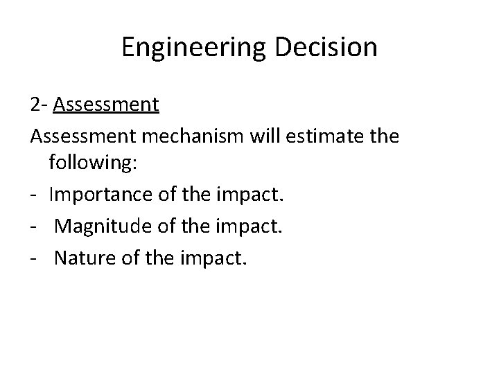 Environmental Engineering Decision Objectives Description of Technical ...