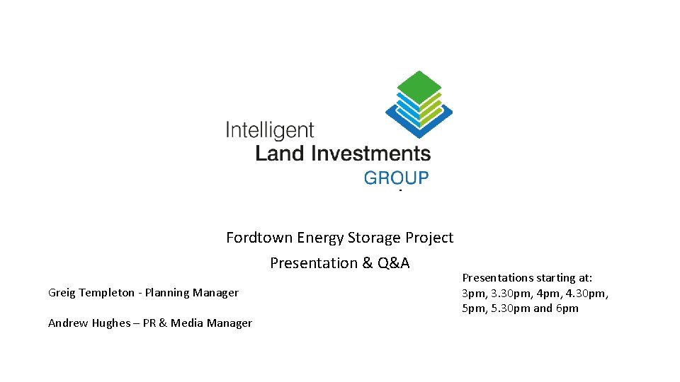 ILI Group Fordtown Energy Storage Project Presentation QA