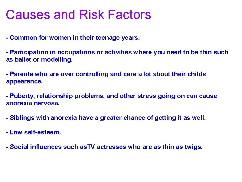 Eating Disorders Anorexia Nervosa Causes and Risk Factors
