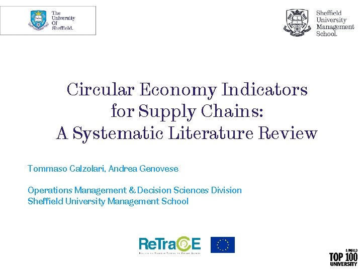 Circular Economy Indicators for Supply Chains A Systematic