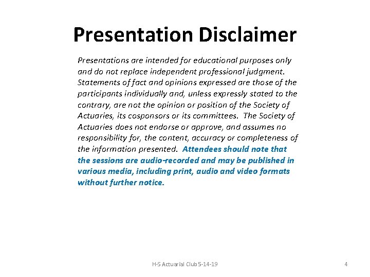MAY 14 2019 HARTFORDSPRINGFIELD ACTUARIAL CLUB MEETING HARTFORD