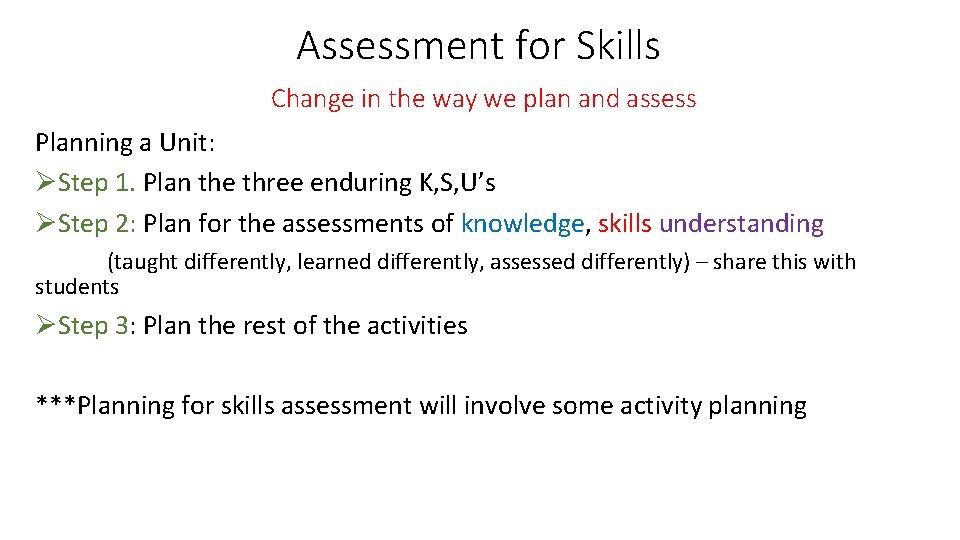 Session 2 Planning for Assessment Using the AFL