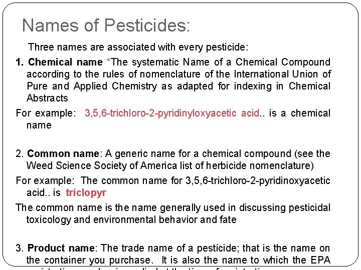 Environmental Toxicology UNIT III Pesticide Formulations CONTENTS What