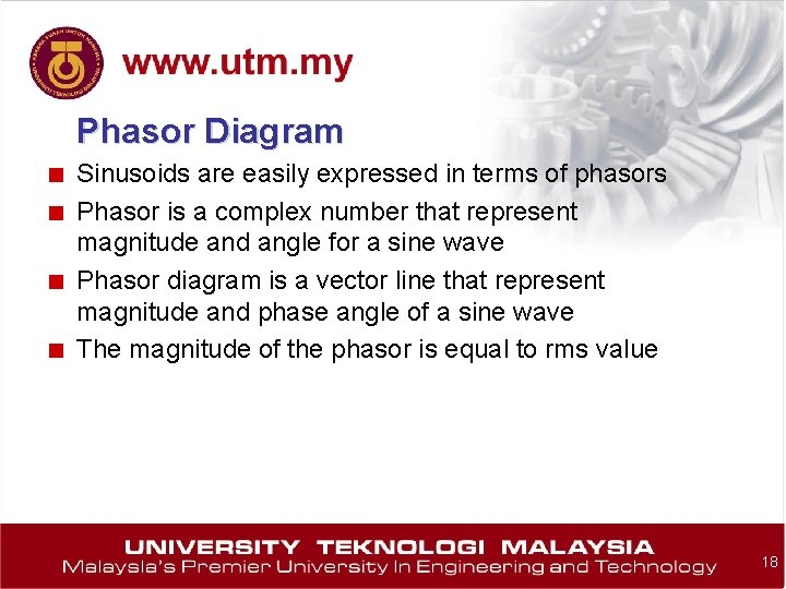 Sinusoidal Waveform Phasor Method 1 SinglePhase System Alternating