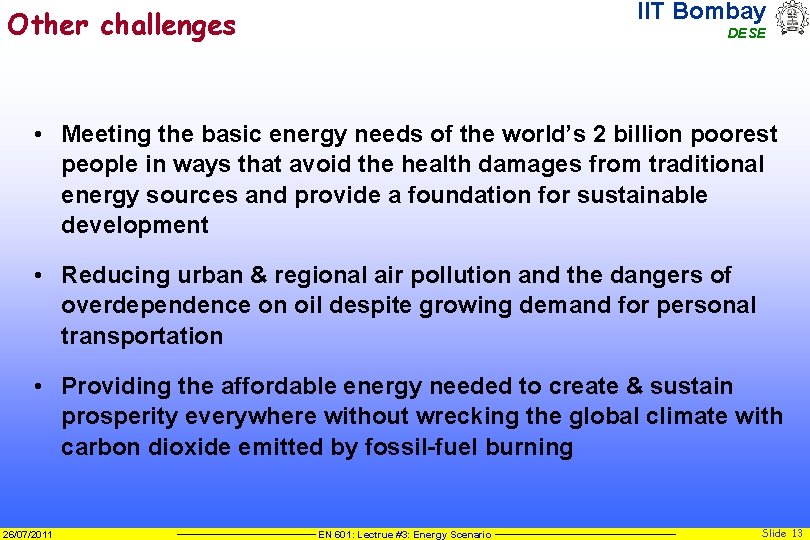 IIT Bombay DESE Introduction to global energy crisis