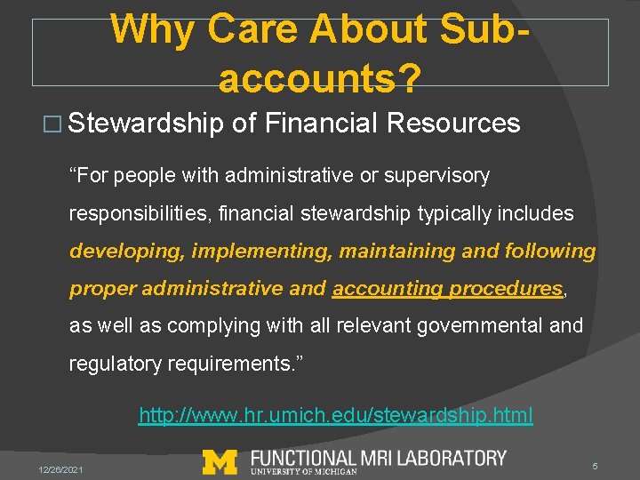 Subaccounts at Recharge Cores What Why and How