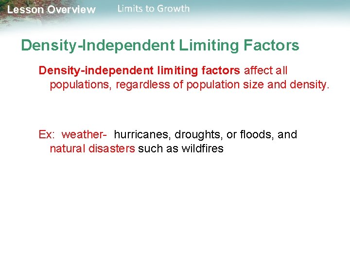 Lesson Overview Limits to Growth Lesson Overview 5
