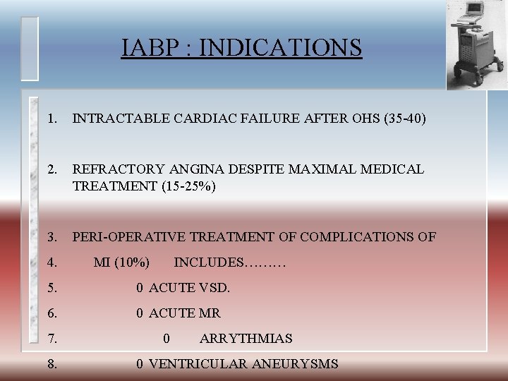 INTRA AORTIC BALLON COUNTERPULSATION PHYSIOLOGY INDICATIONS REVIEW IABP