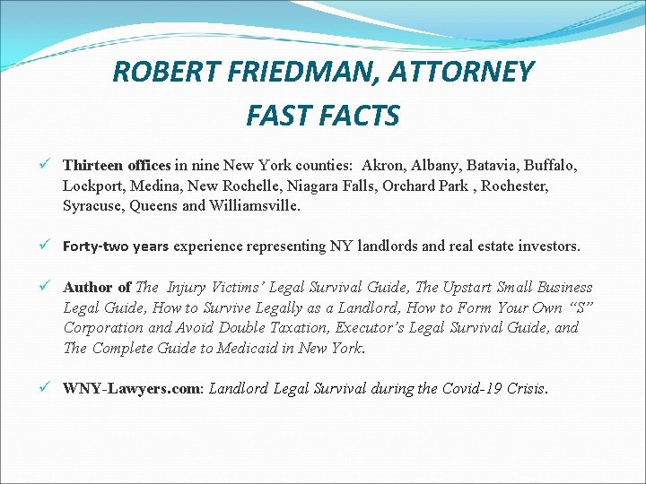 NY LANDLORD COVID19 LEGAL SURVIVAL ROBERT FRIEDMAN Attorney