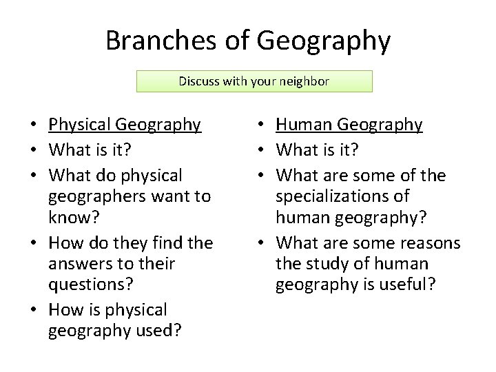 A Geographers World Chapter 1 Studying Geography Geography