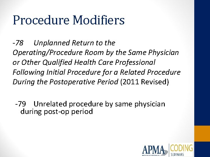 Modifiers and Place of Service Codes Presented by