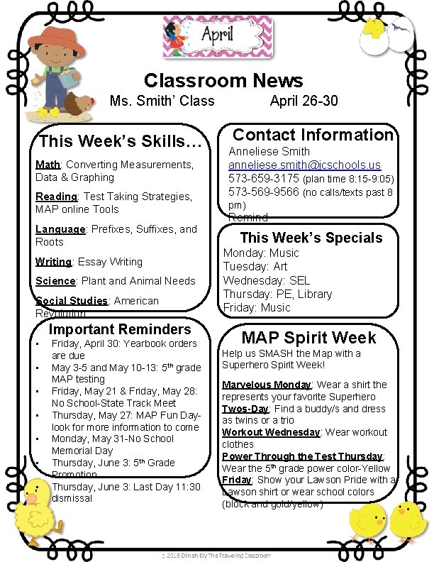 Classroom News Ms Smith Class This Weeks Skills
