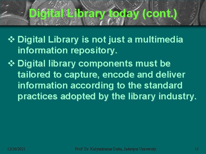 Prof Dr Kalyankumar Datta Jadavpur University Digital library
