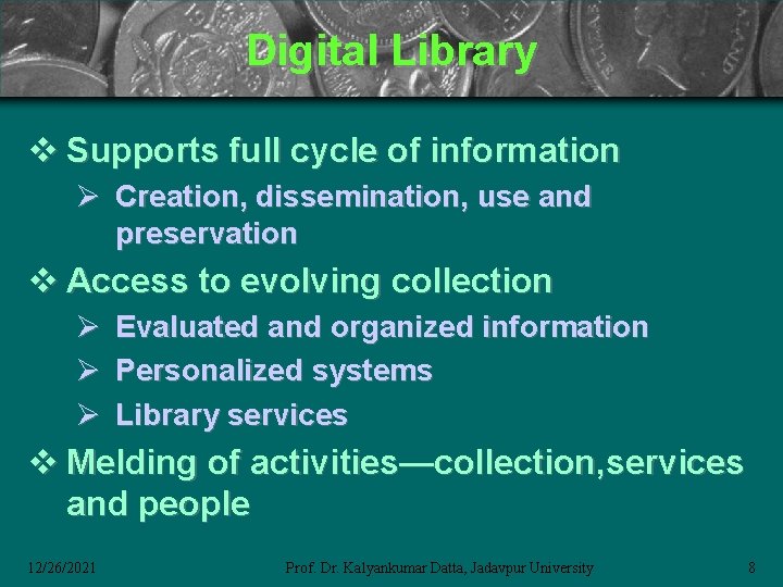 Prof Dr Kalyankumar Datta Jadavpur University Digital library