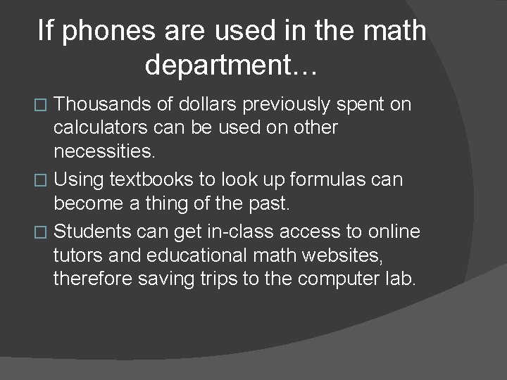 Why it should be allowed and why it