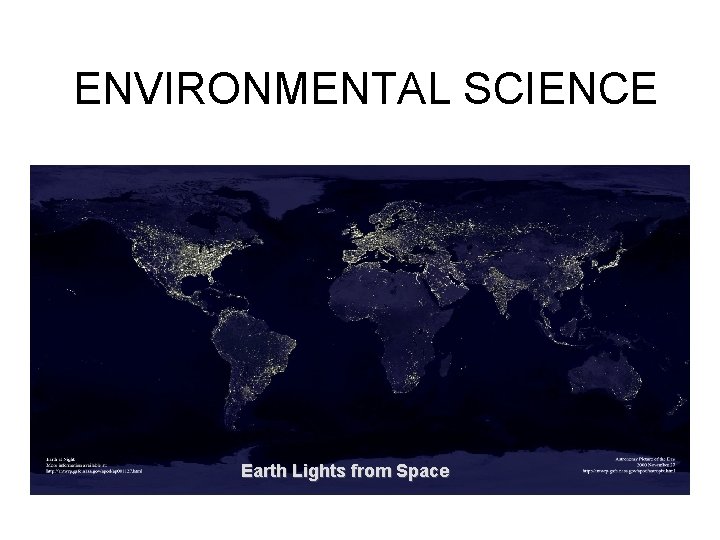 ENVIRONMENTAL SCIENCE Earth Lights from Space Earths Systems