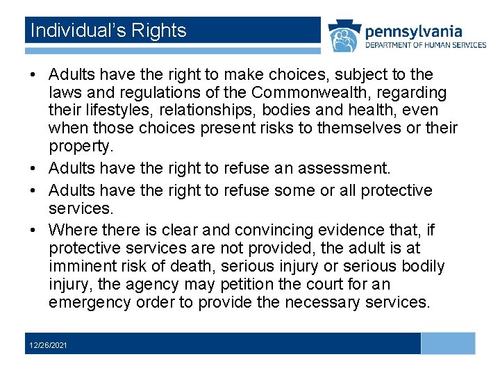 Office of Developmental Programs Adult Protective Services Working