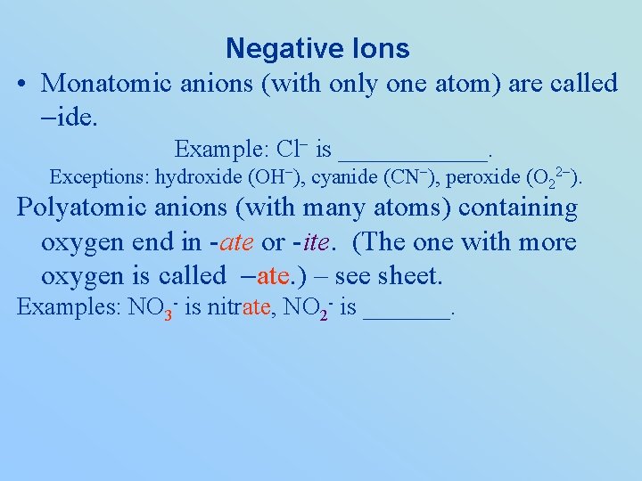 Lesson 3 2 Naming Compounds J Venables Northwestern