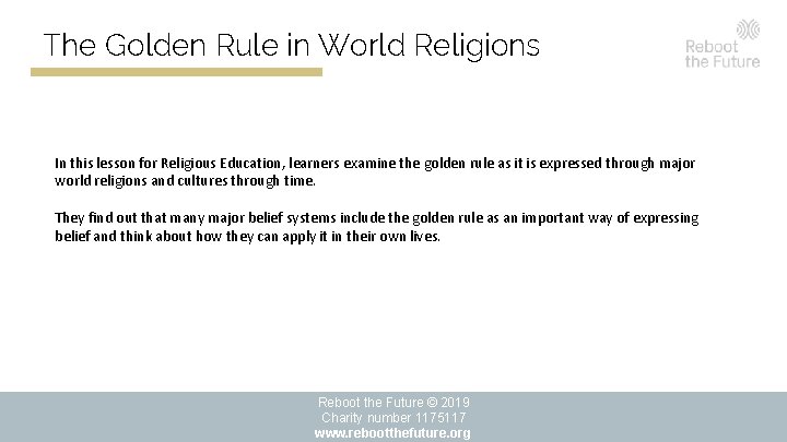 The Golden Rule in World Religions The Golden