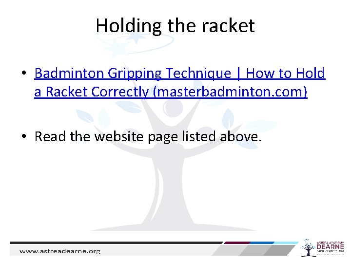 Use your badminton knowledge organiser to self quiz