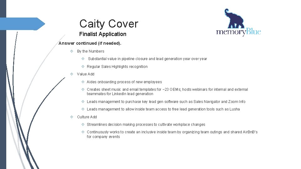 2020 memory Blue Phenom Award Finalist Information Caity