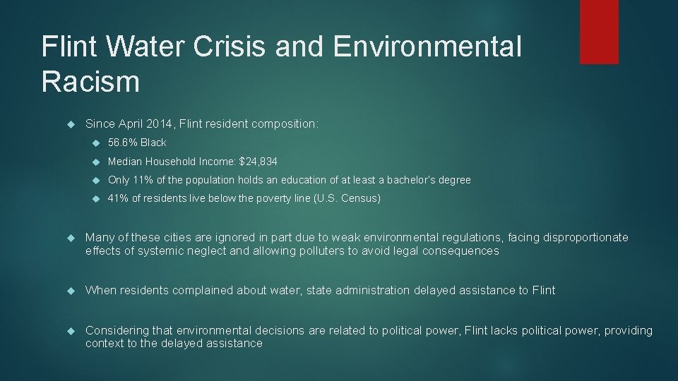 Politically Unhealthy Flints Fight Against Poverty Environmental Racism