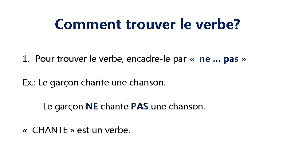 Le verbe cest un mot qui sert nommer
