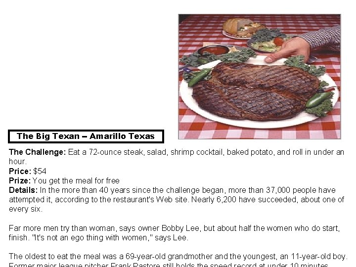 The Big Texan Amarillo Texas The Challenge Eat