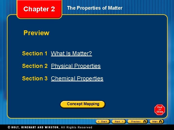 Chapter 2 The Properties of Matter Preview Section