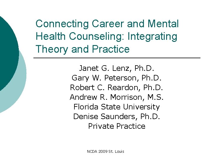 Connecting Career and Mental Health Counseling Integrating Theory