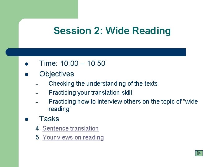 Session 2 Wide Reading Time 10 00 10