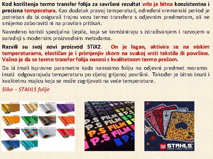 TEMA VRSTE FOLIJA ZA TERMOTISAK Razred TREI RAZRED